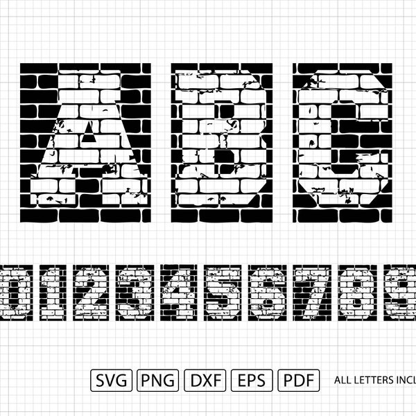 Brick Numbers Svg - Etsy