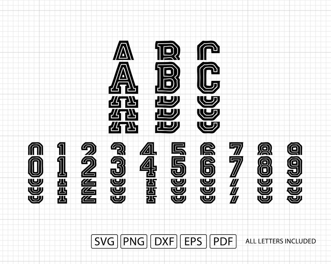 Stacked College Font Cut Files College Numbers College - Etsy