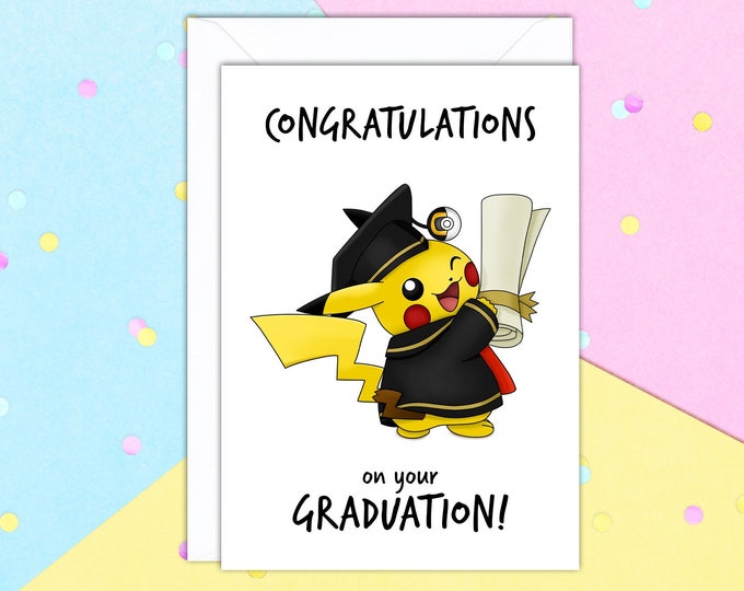 Pikachu Graduation Card Class of 2023 Handmade Pokemon Gift for Him - Etsy