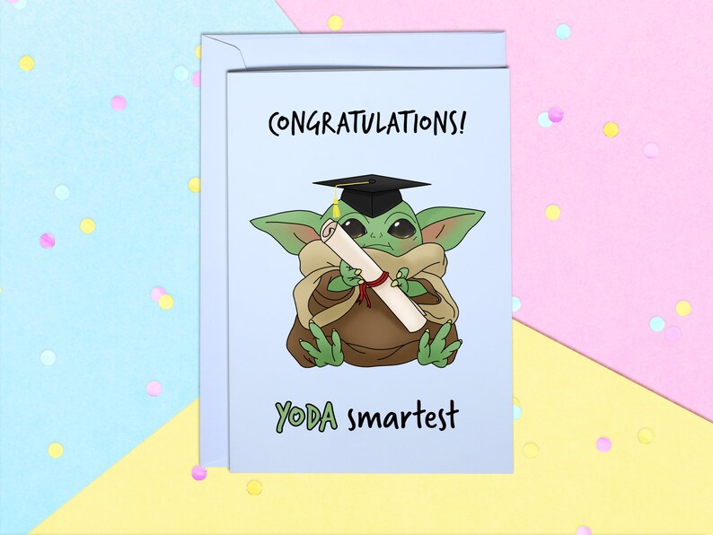 Congratulations Yoda Smartest A5 Graduation Greeting card with | Etsy