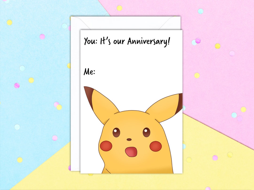 Shocked Pikachu A5 Anniversary Greeting Card With White Envelope - Etsy