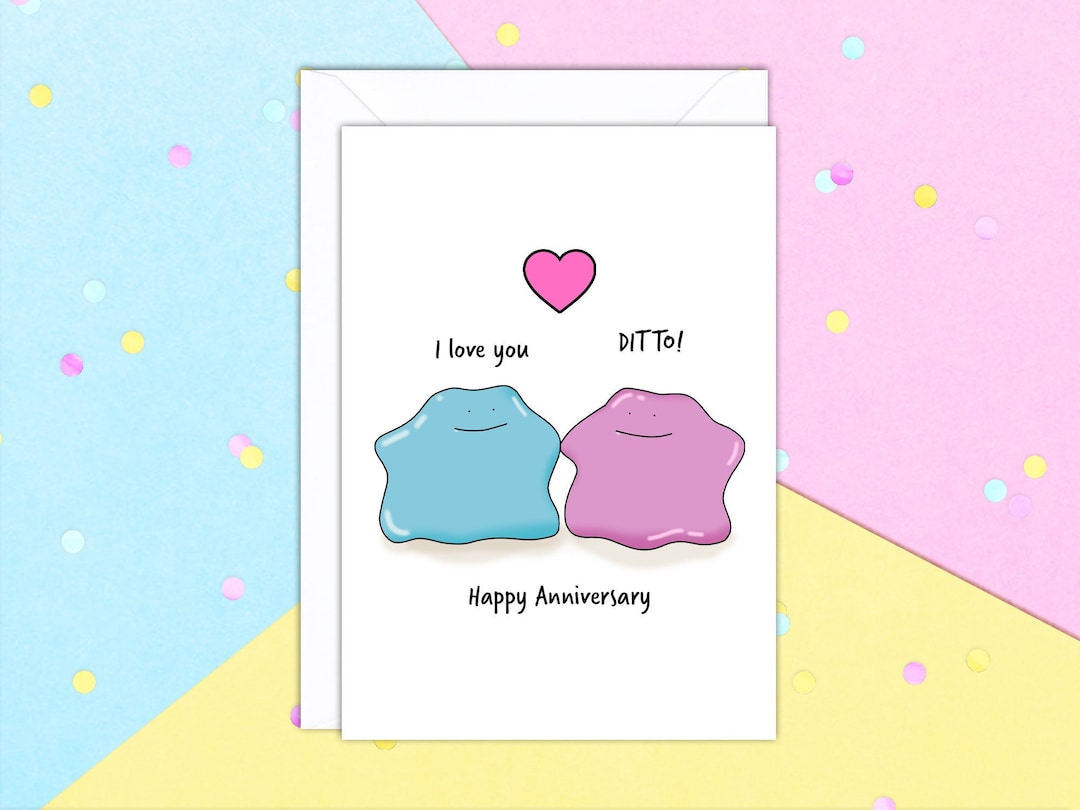 I Love You "ditto!" A5 Anniversary/birthday Greeting Card With White ...