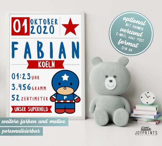 Birth Poster for Girls as a Personalized Birth Gift With Birth | Etsy