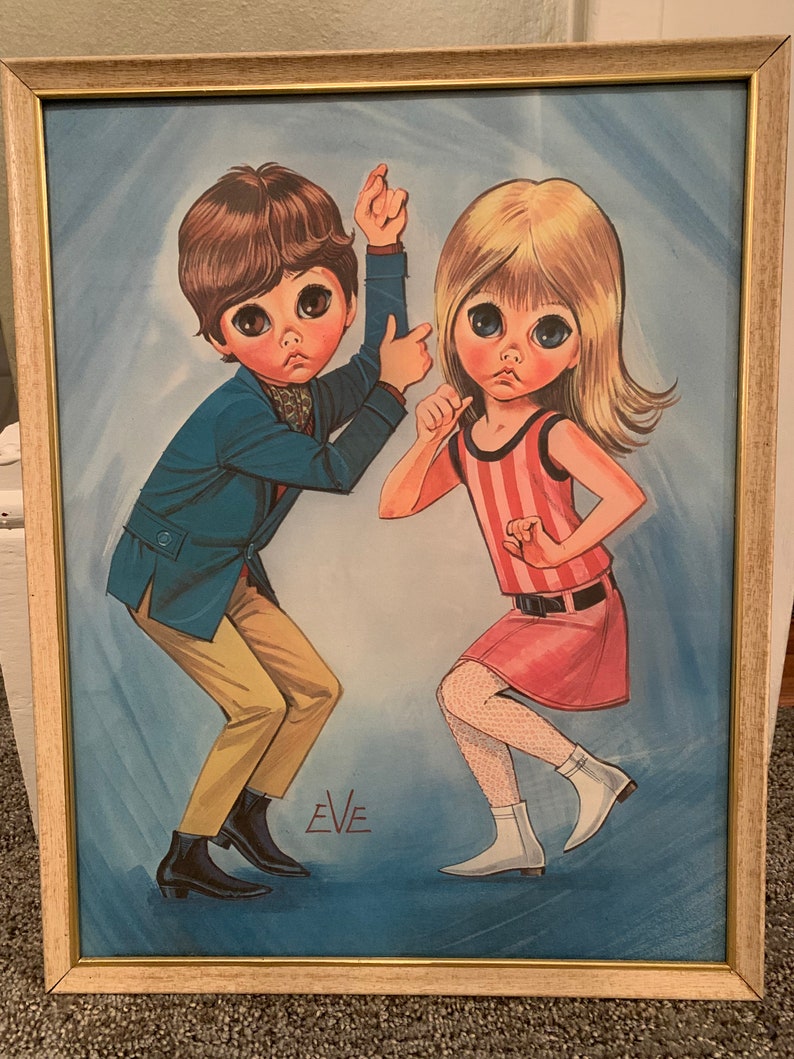Vintage Framed EVE Big Eyed Prints - Etsy