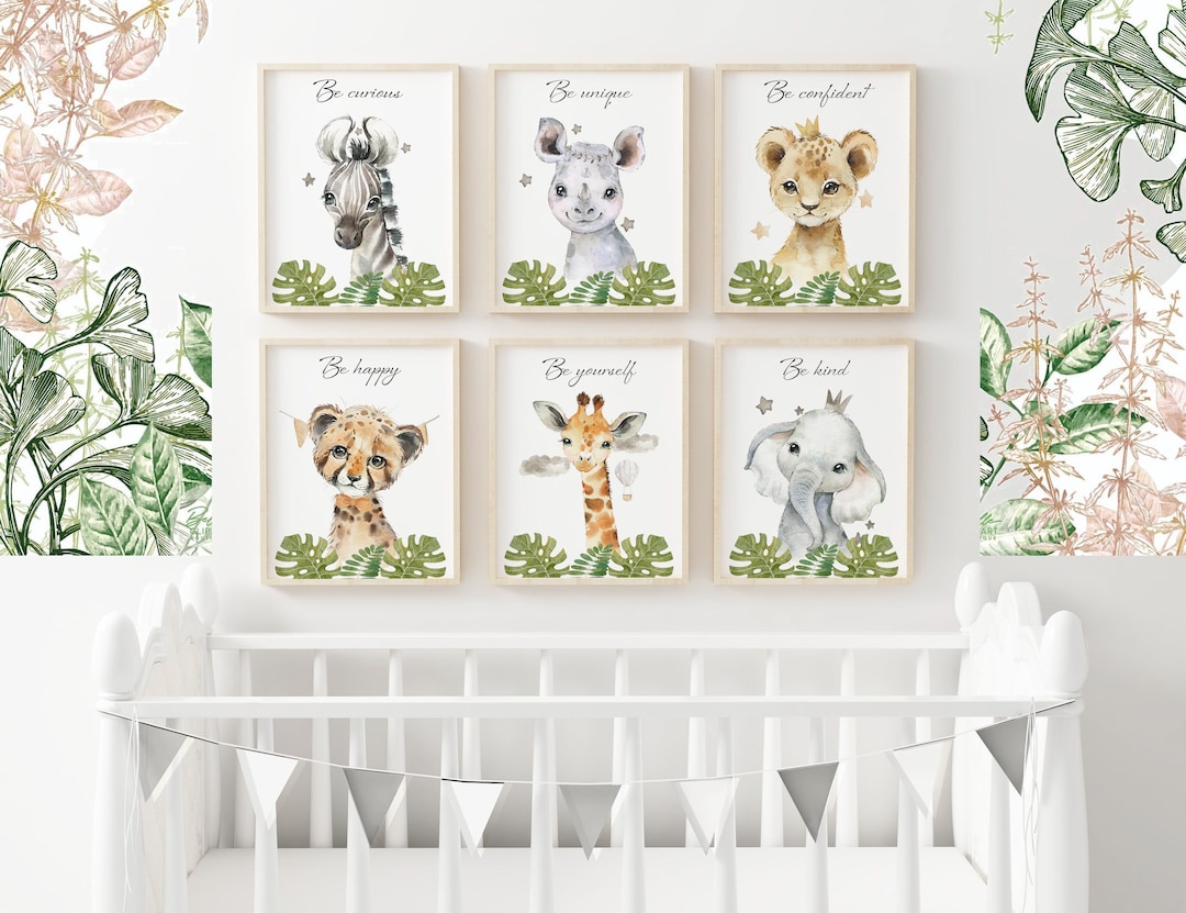 Animal Nursery Prints Printable, Set of 6 Printable Baby Animal Posters ...