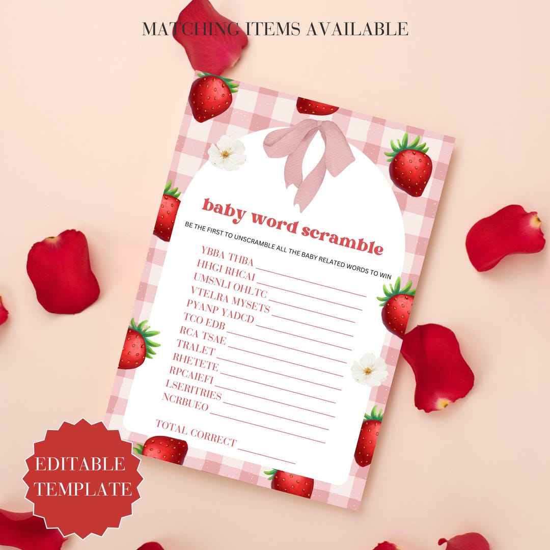 Baby Word Scramble Baby Shower Game Someone Berry Sweet Baby Shower ...