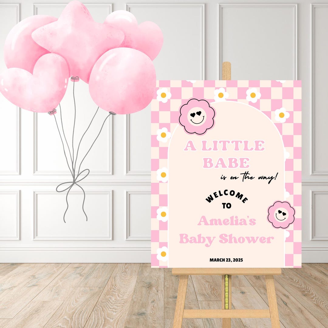 Pink Little Babe Baby Shower Welcome Sign Little Babe Welcome Sign ...