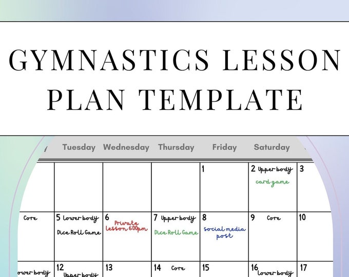 Gymnastics Lesson Plan Template Printable or Note App for Coaches Keep Your Program Organized - Etsy