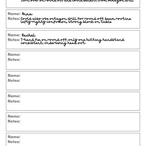 Gymnastics Lesson Plan Template | Printable or Note App | for Coaches ...