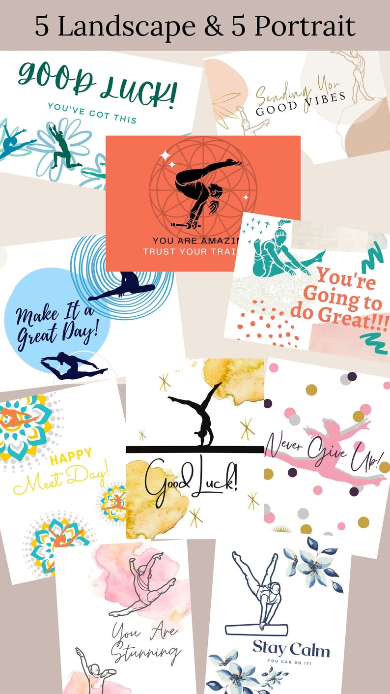 10 Gymnastics Meet Motivation Cards | Good Luck | Gymnastics Gifts - Etsy
