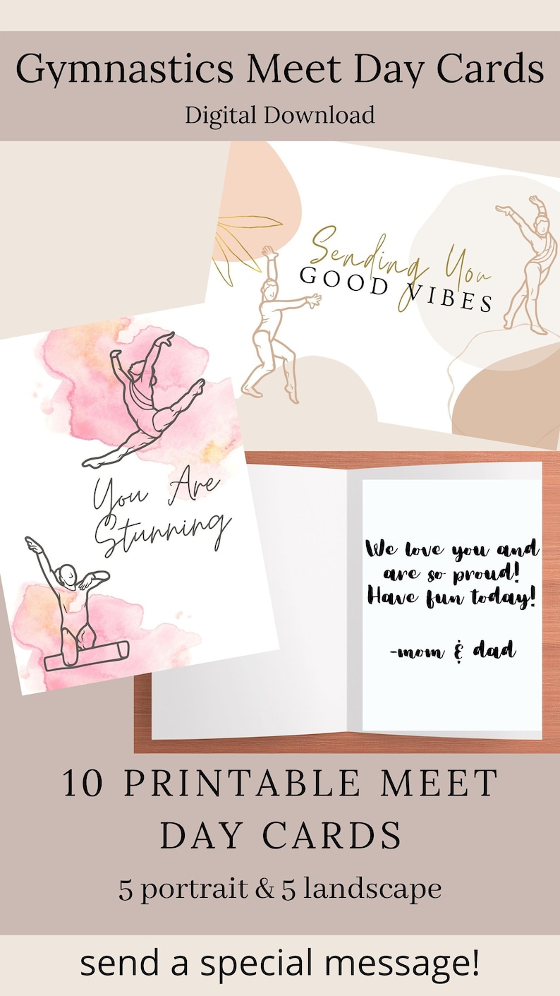 10 Gymnastics Meet Motivation Cards | Good Luck | Gymnastics Gifts - Etsy