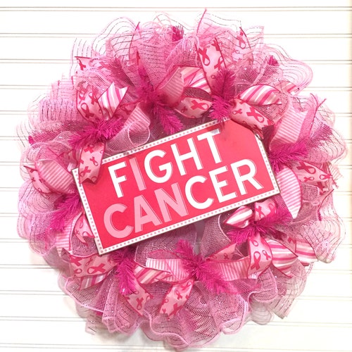 Breast Cancer Wreath Hope Front Door Decor Survivor Door - Etsy