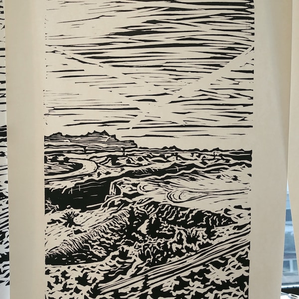 Linocut Landscape - Etsy