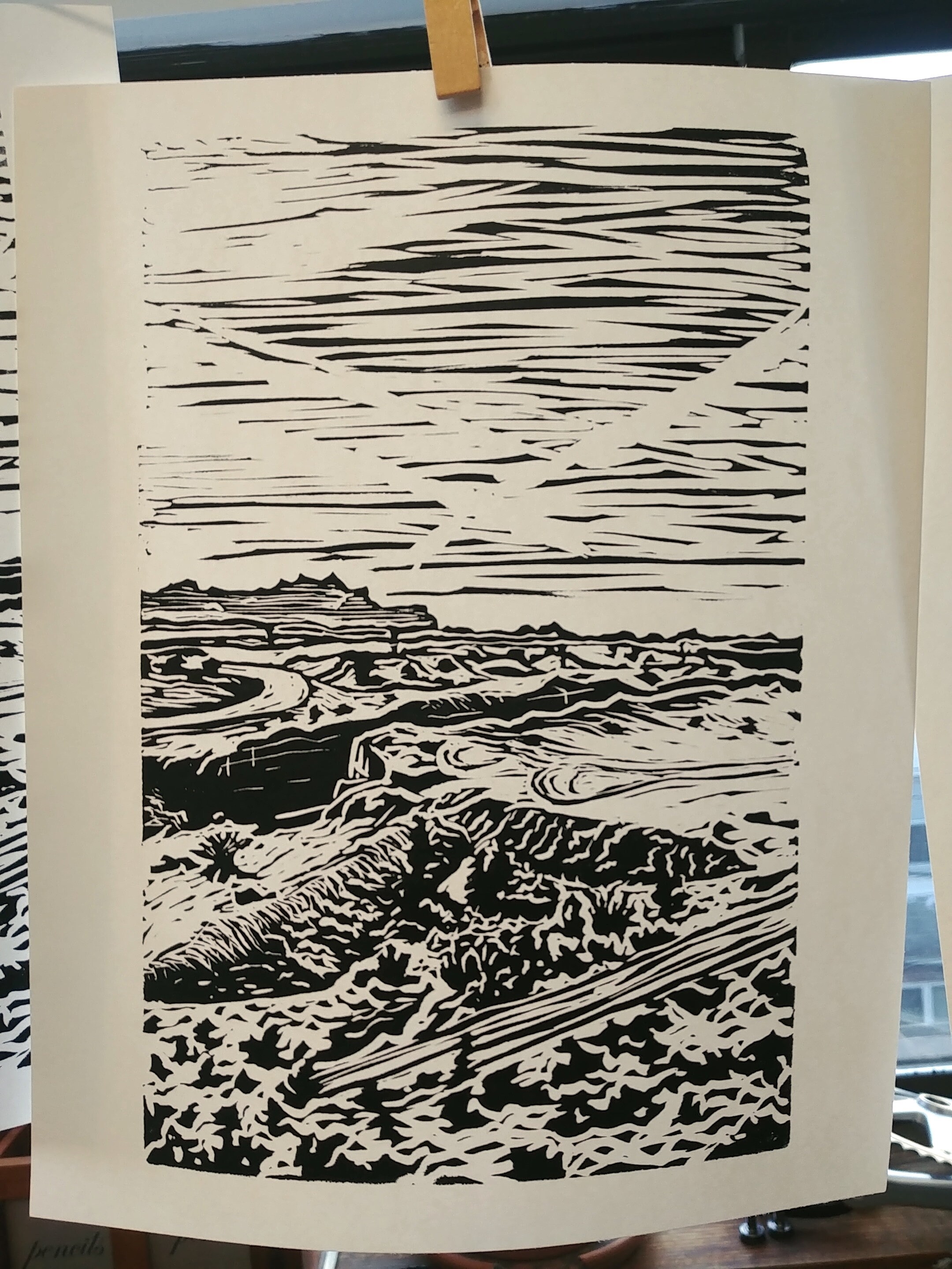 Linocut Desert Landscape 1 - Etsy