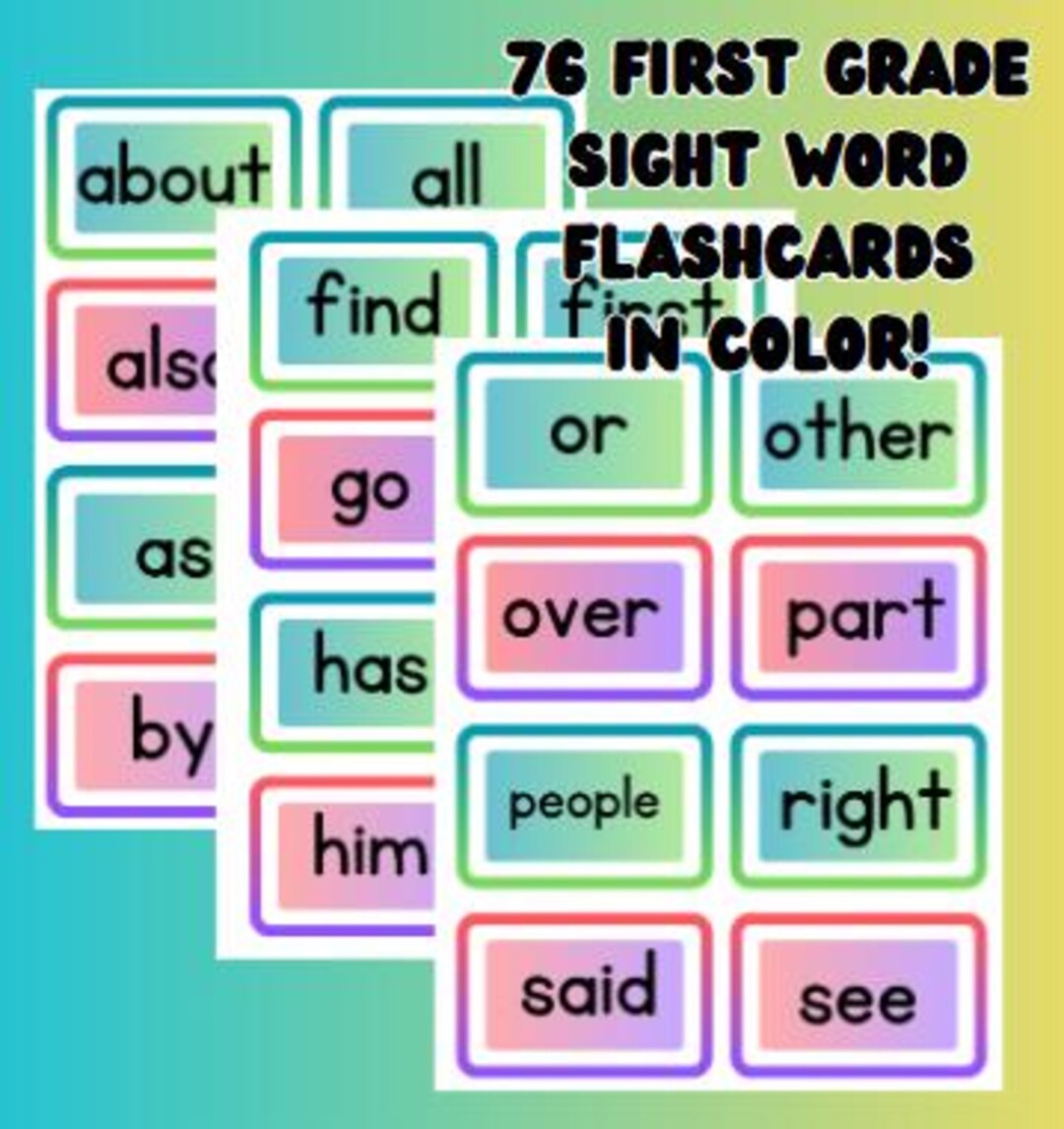 First Grade Sight Word Flashcards – 76 Teacher-recommended Words ...