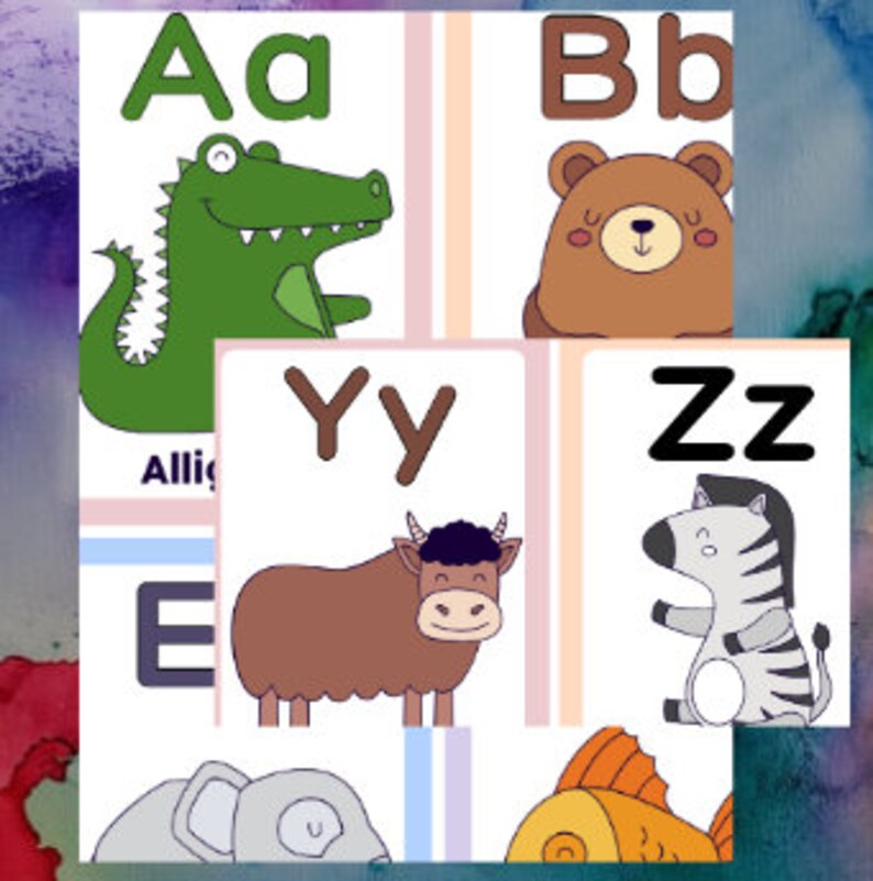 PRINT at HOME Animal Abc/alphabet Flash Cards Homeschool, Pre K ...