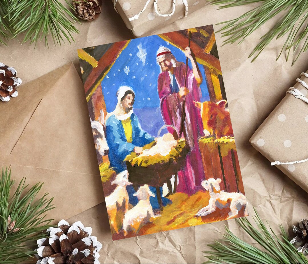 Christmas Card With Envelope, Nativity Card, Religious Christmas Card ...
