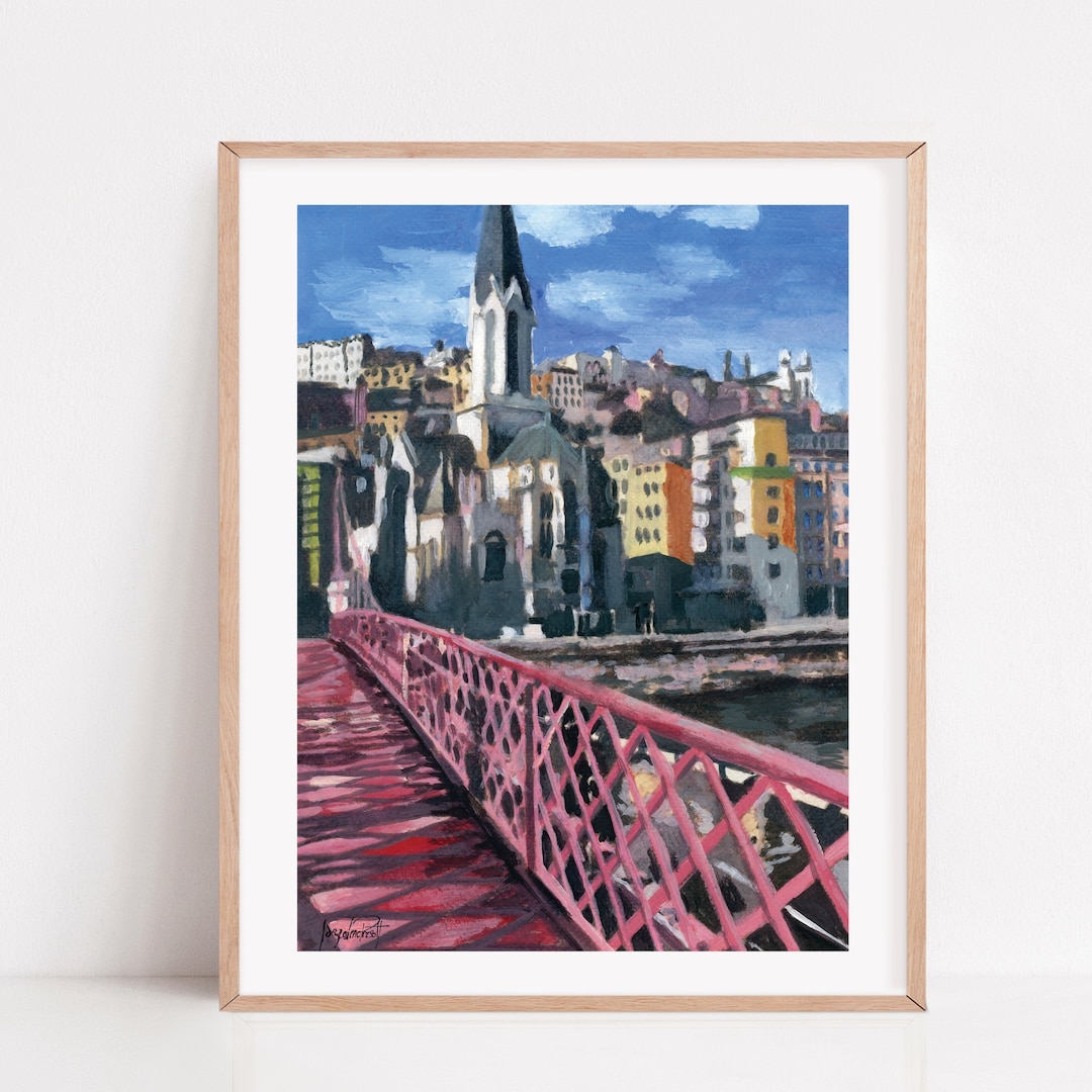 Old Town Lyon Painting, Lyon France, Art Print, Lyon Souvenir, Gouache ...
