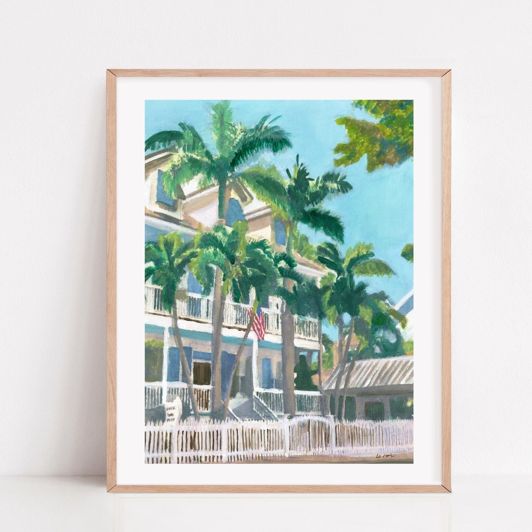 Key West Print, Florida Keys Painting, Key West Painting, Colonial White House, Florida Painting ...