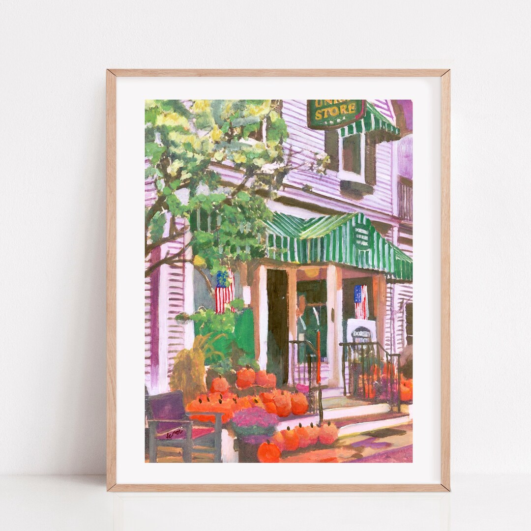 Vermont Country Store, Vermont Art Print, Fall Season Print, Pumpkin ...