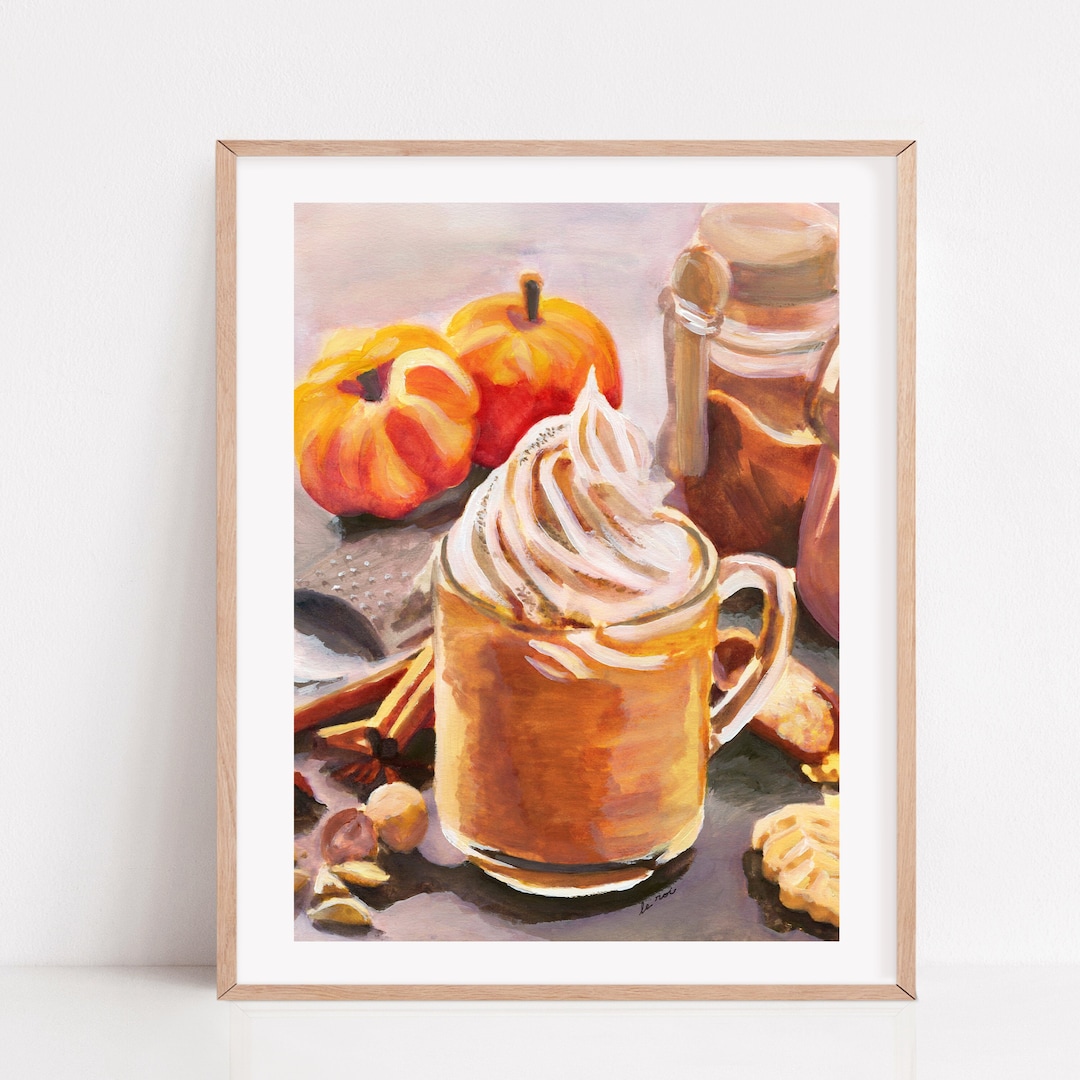 Pumpkin Spice Latte, Pumpkin Art Print, Fall Season Print, Starbucks ...