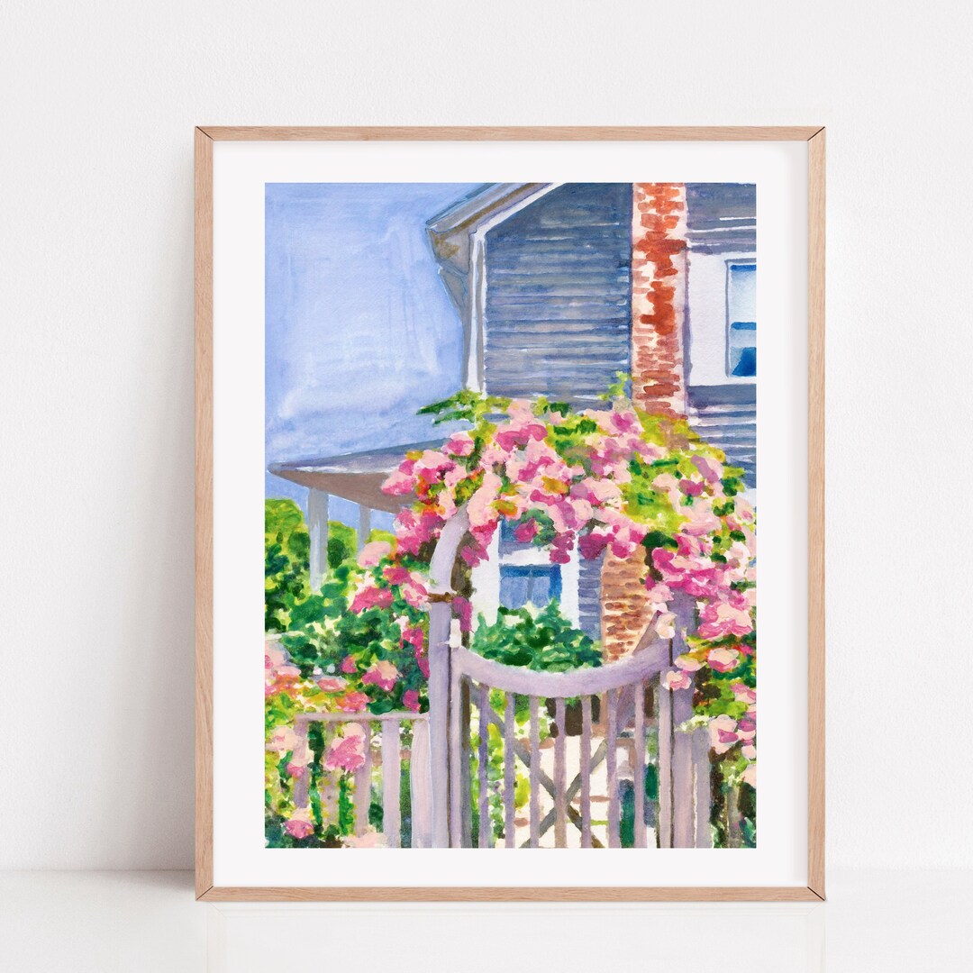 Nantucket Print, Nantucket Painting, Roses Art, Nantucket Poster ...