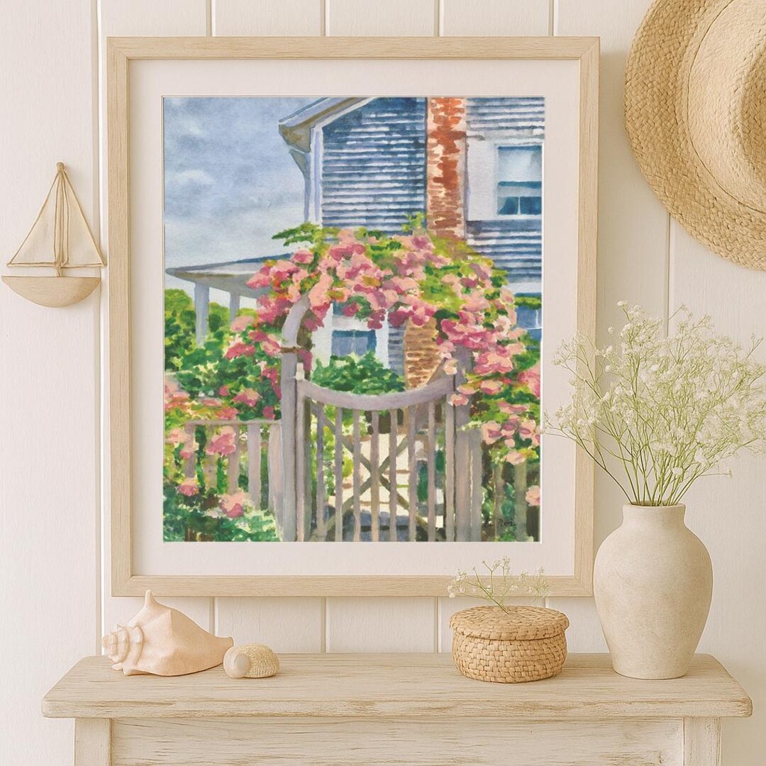 Nantucket Print, Nantucket Painting, Roses Art, Nantucket Poster ...