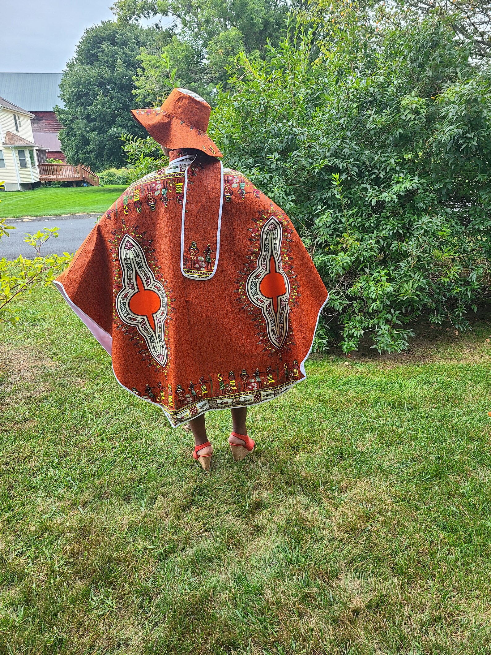 African Print Poncho and Hat Ankara Print Cape Women Poncho - Etsy