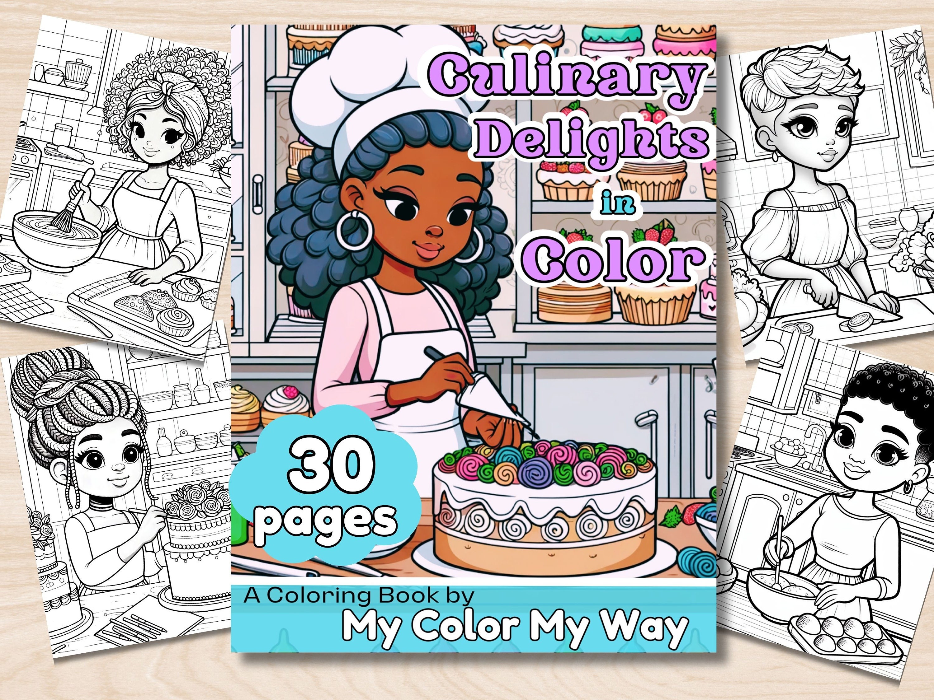 Culinary Delights in Color: A Foodie's Coloring Book, Printable Black ...