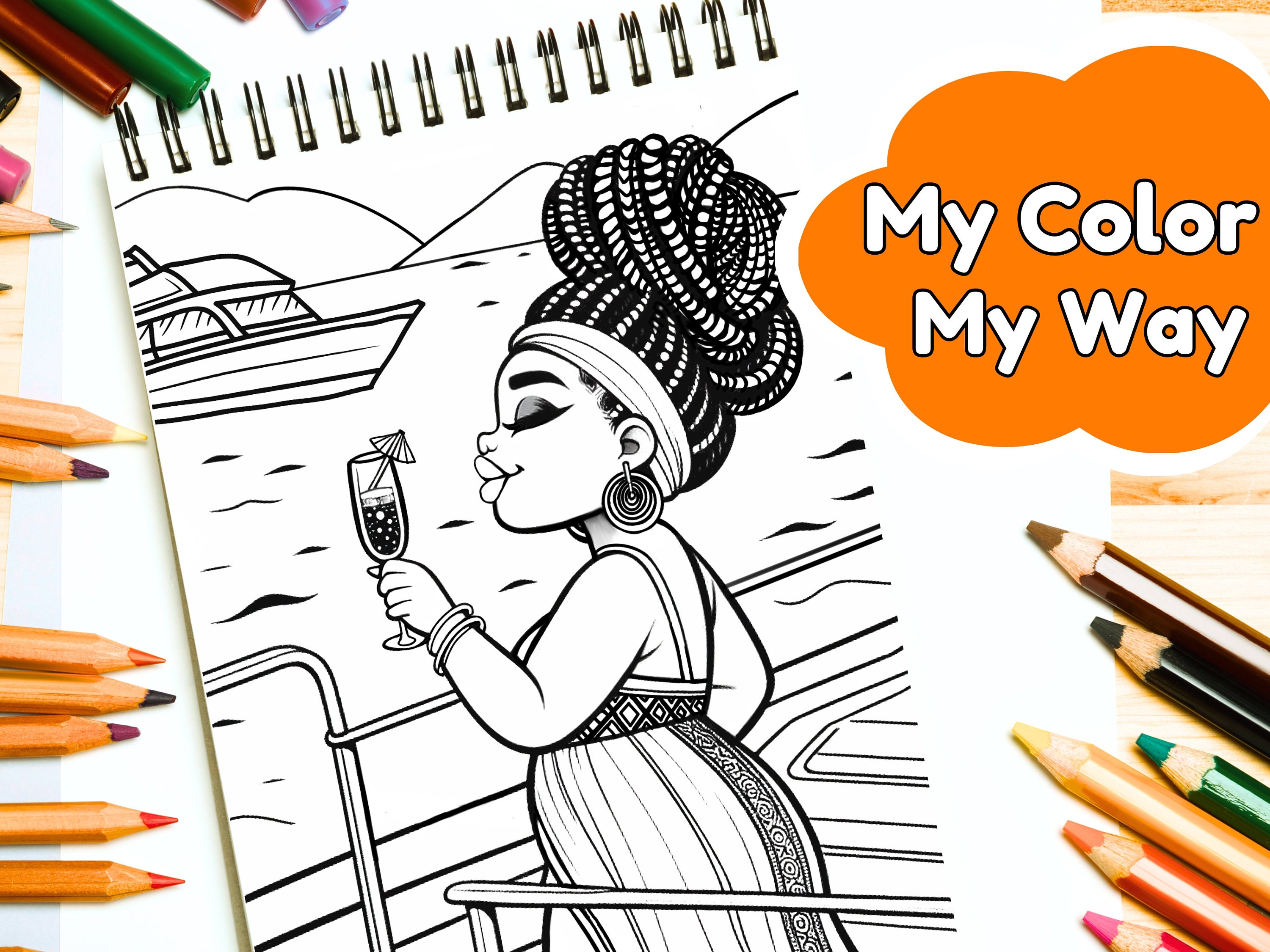 Vacation Bae in Color: Printable African American Adult Coloring Book ...