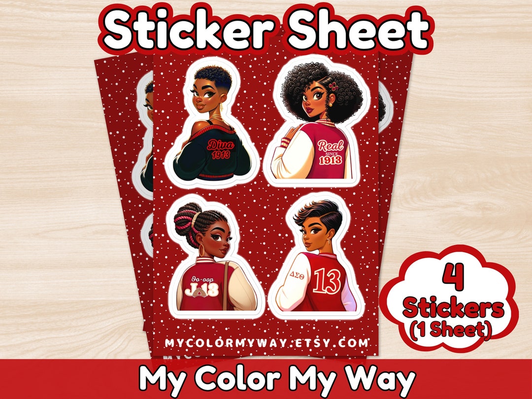 DST Sticker Sheet Black Sorority Delta 1913 - Etsy