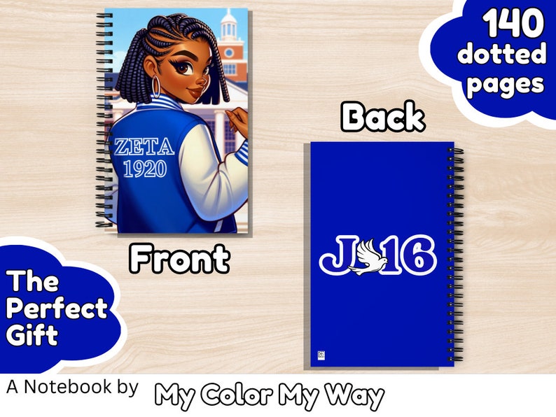 Zeta Girl 4: Personalized Zeta Phi Beta Spiral Notebook (dotted Paper ...