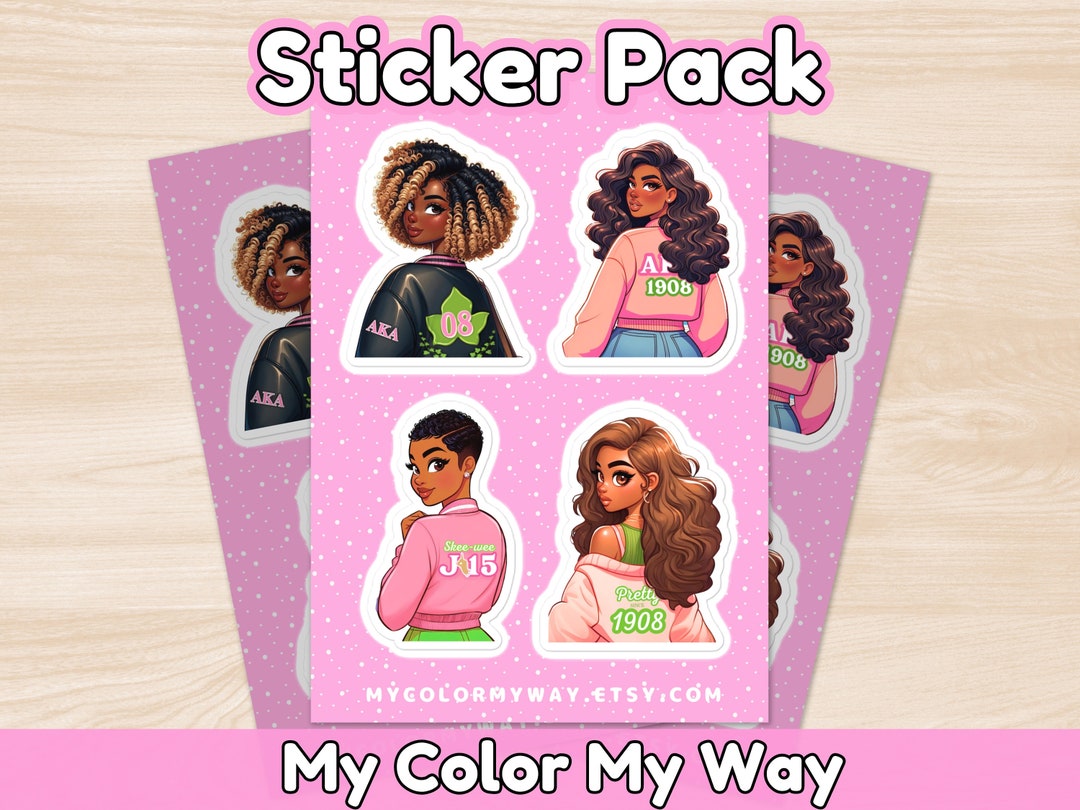 AKA Sticker Sheet Black Sorority Alpha 1908 - Etsy