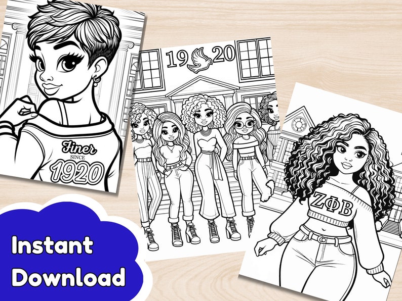 Zeta Phi Beta Coloring Book: Sorority Life, Black Woman Art (digital ...