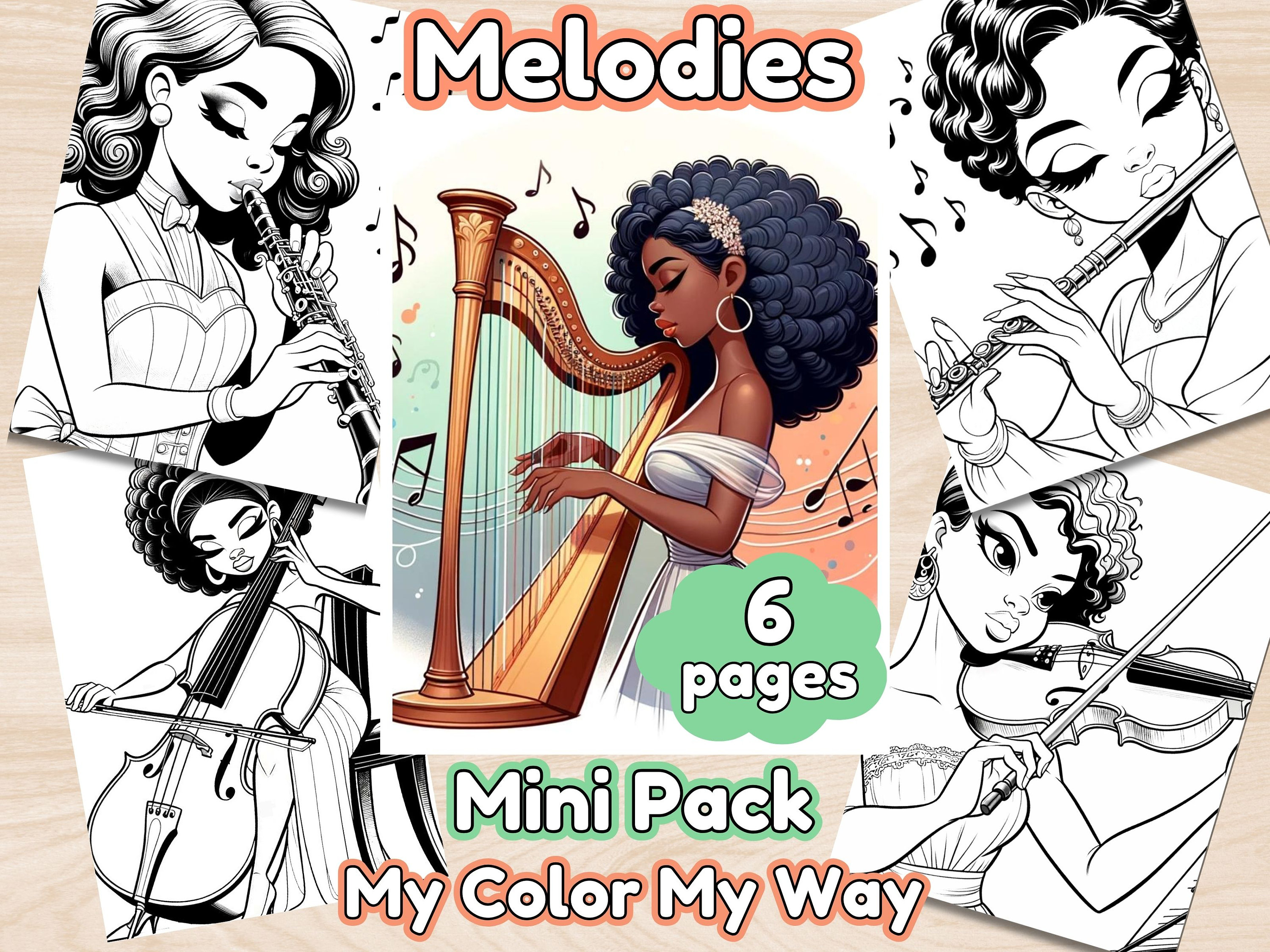 Melodies in Color: A Musical Coloring Experience- Adult Coloring ...