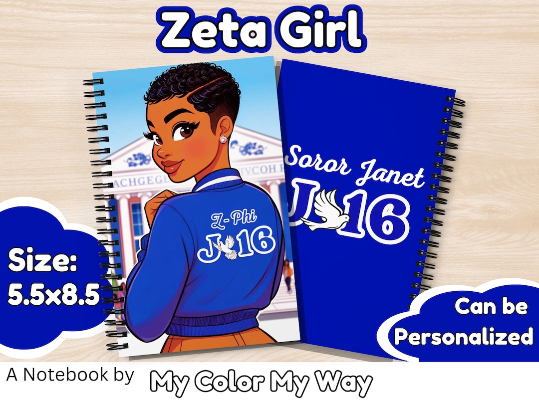 Zeta Girl: Personalized Zeta Phi Beta Spiral Notebook (dotted Paper ...