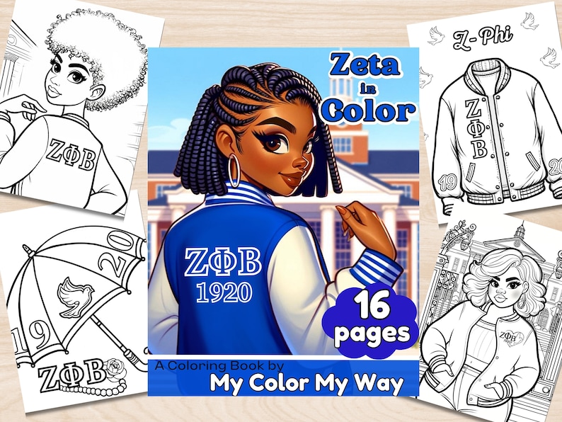 Zeta Phi Beta Coloring Book: Sorority Life, Black Woman Art (digital ...