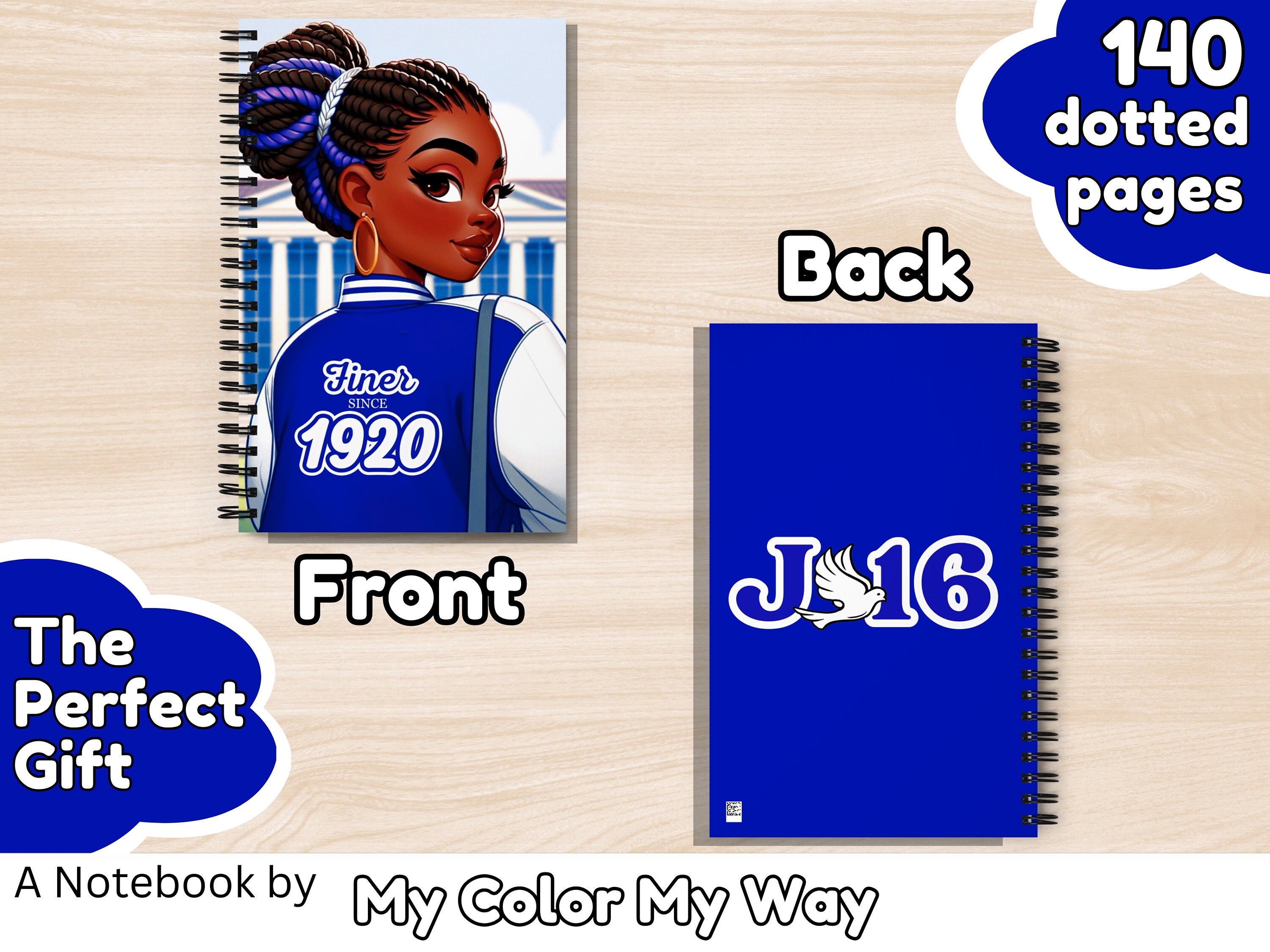 Zeta Girl II: Personalized Zeta Phi Beta Spiral Notebook (dotted Paper ...