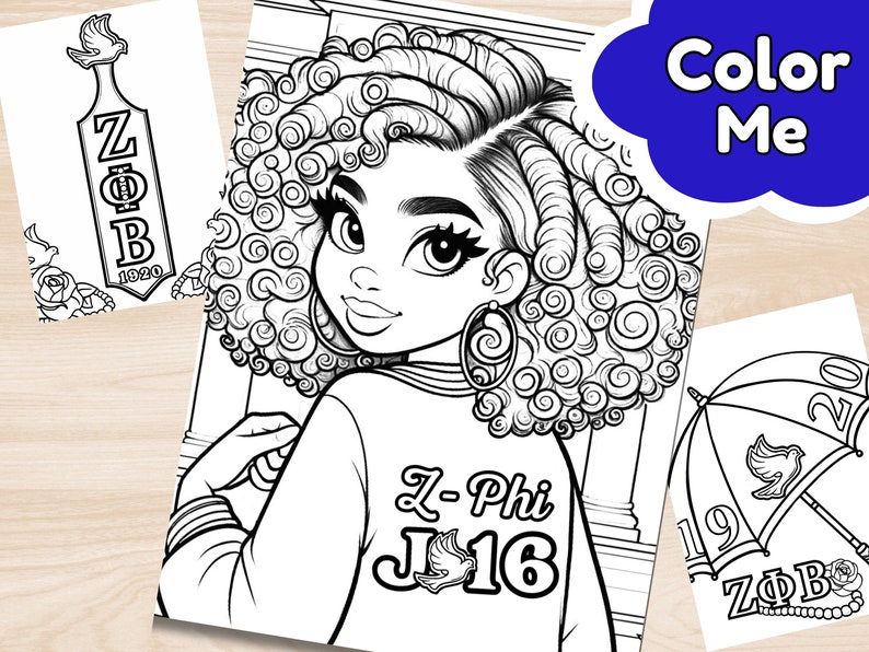 Zeta Phi Beta Coloring Book: Sorority Life, Black Woman Art (digital ...