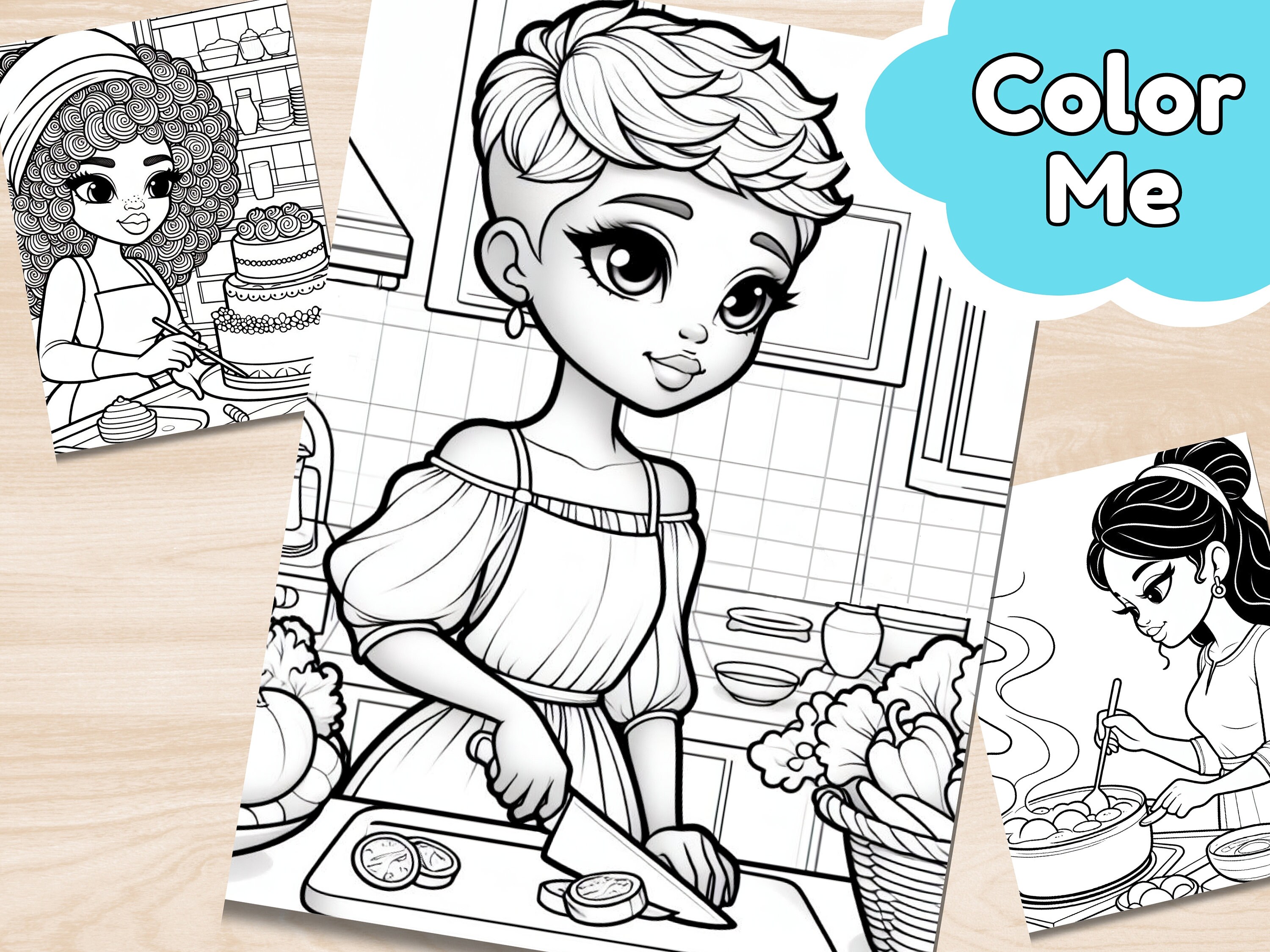 Culinary Delights in Color: A Foodie's Coloring Book, Printable Black ...