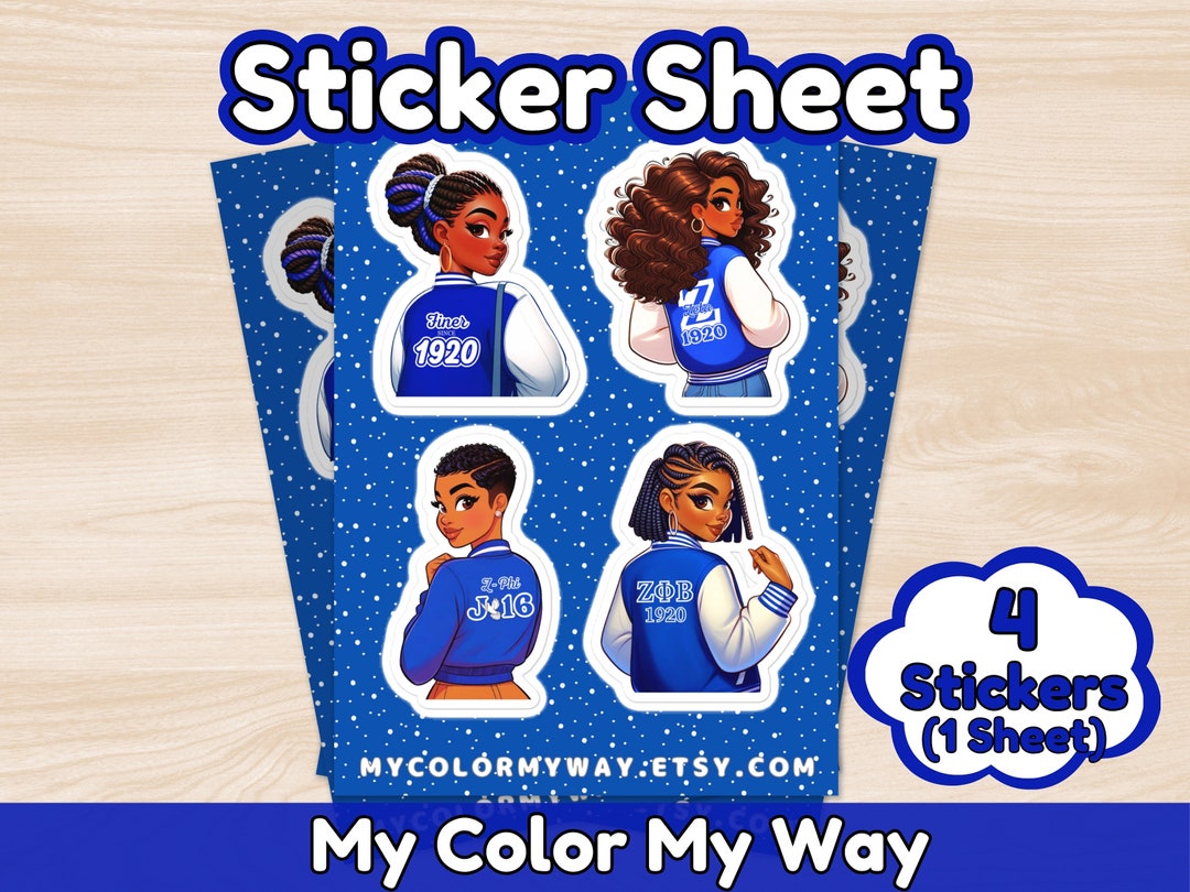 Zeta Sticker Sheet Black Sorority 1920 - Etsy