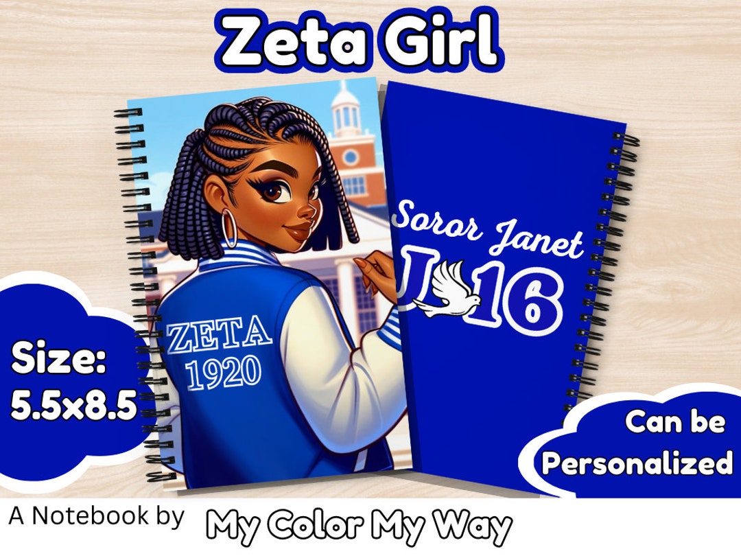 Zeta Girl 4: Personalized Zeta Phi Beta Spiral Notebook (dotted Paper ...