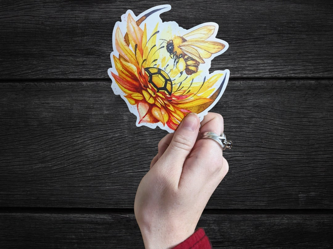 Sunflower Bee Vinyl Sticker - Outdoor Die Cut Honeybee Sticker That is ...