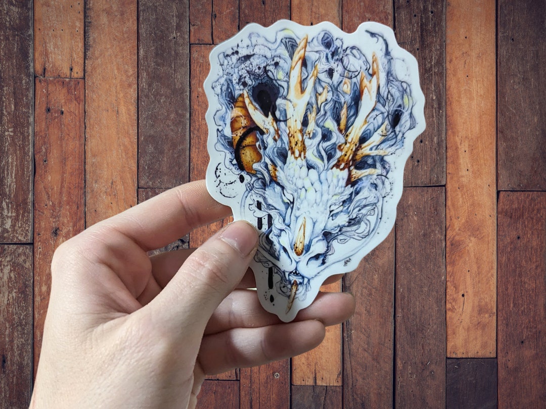 White Dragon Die Cut Sticker- Ready to Ship | Weatherproof | Water and ...