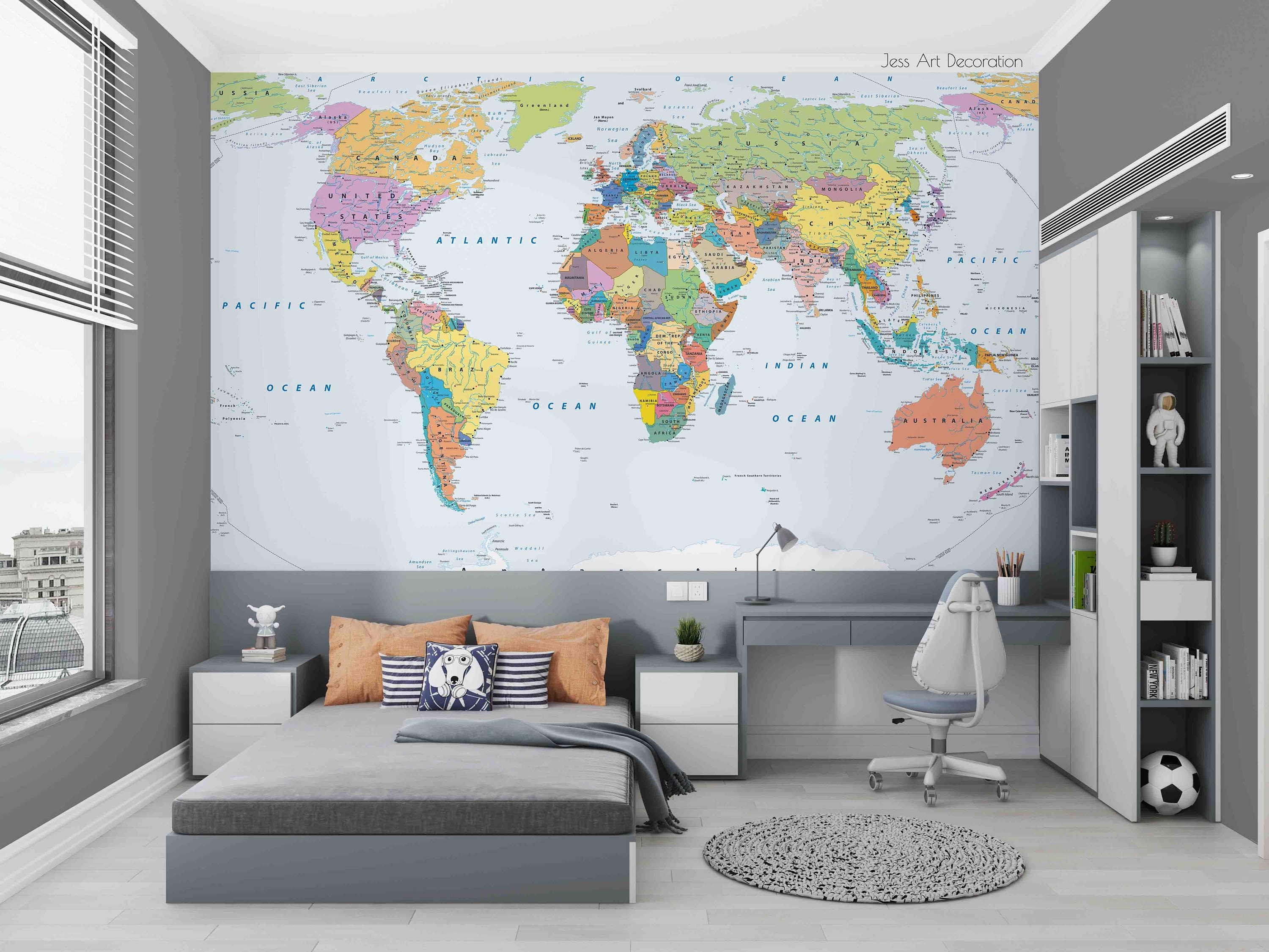3D World Map Pattern Wallpaper Mural Peel and Stick Wallpaper - Etsy Canada