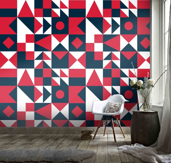 Red And White Geometric Wallpaper