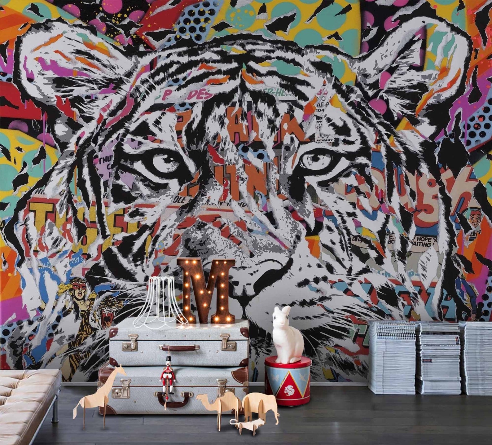 3D Hand Painting Snow Leopard Portrait Wallpaper Mural Peel | Etsy