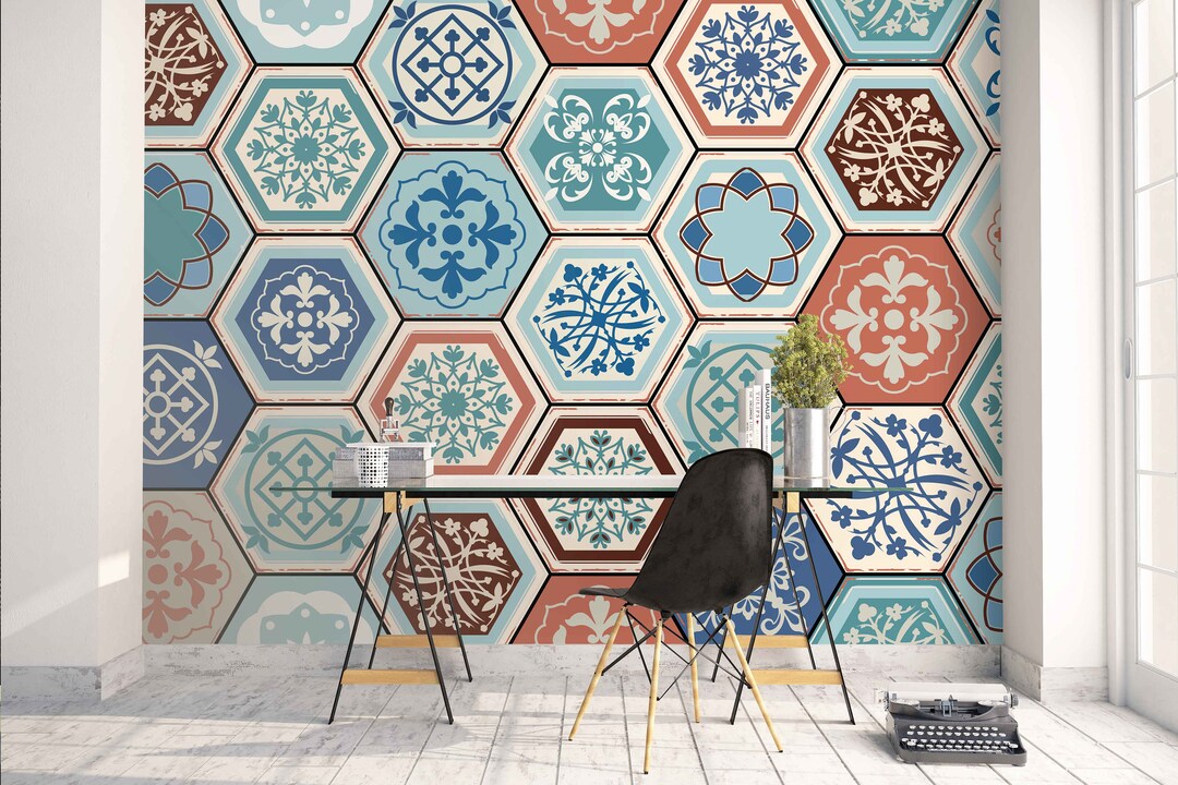 3D Tile Wall Art Texture Wallpaper Hexagon Wall Decor - Etsy