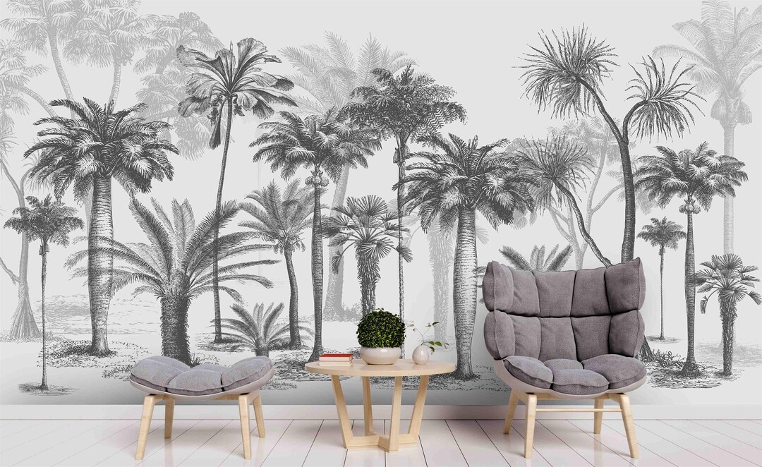 3D Hand Painting Coconut Tree Wallpaper Mural Peel and Stick - Etsy
