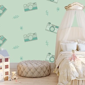3D Green Camera Patterns Wallpaper Mural Peel and Stick - Etsy
